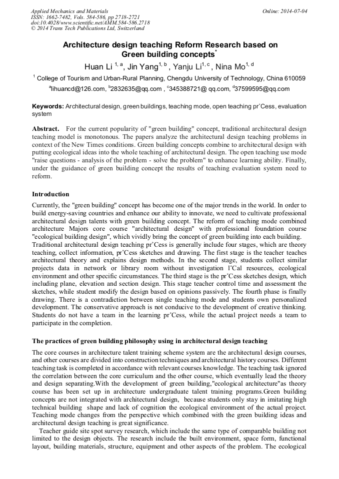 Architecture Design Teaching Reform Research Based on Green Building ...