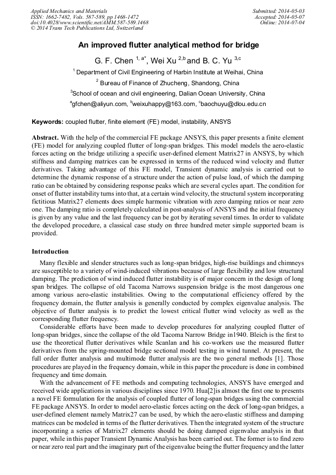 An Improved Flutter Analytical Method for Bridge | Scientific.Net
