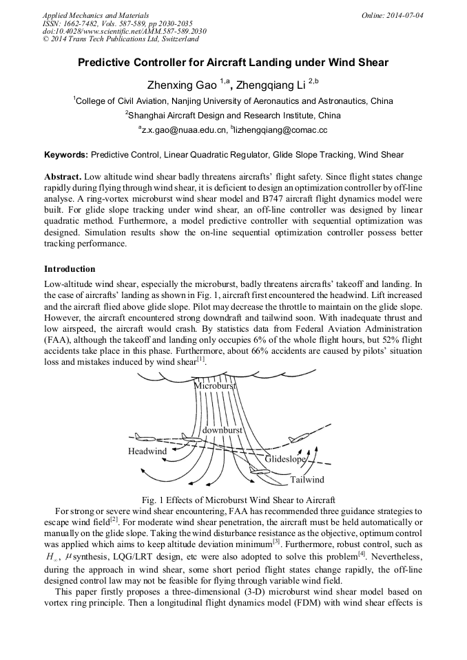 Predictive Controller for Aircraft Landing under Wind Shear ...