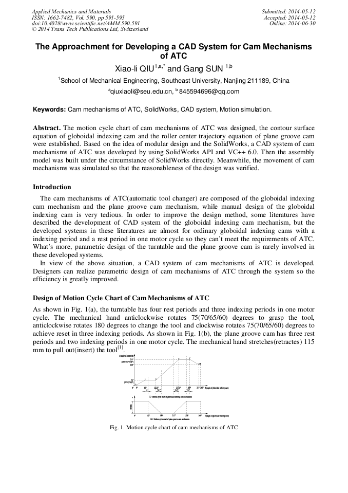 The Approachment for Developing a CAD System for Cam Mechanisms of ATC ...
