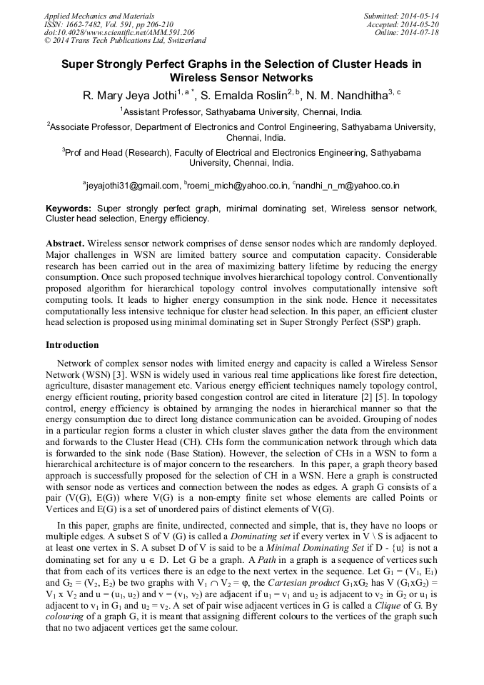 Super Strongly Perfect Graphs in the Selection of Cluster Heads in ...