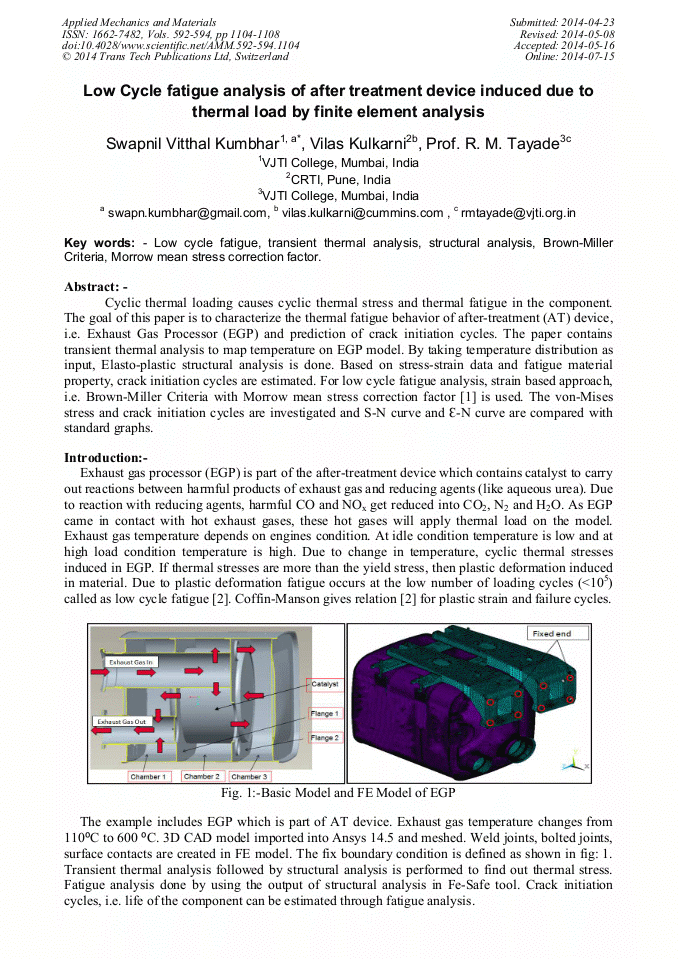 Low Cycle Fatigue Analysis of after Treatment Device Induced due to ...