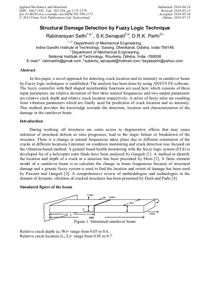 Structural Damage Detection by Fuzzy Logic Technique | Scientific.Net