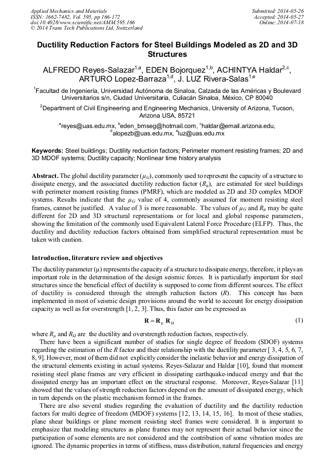 Ductility Reduction Factors for Steel Buildings Modeled as 2D and 3D ...