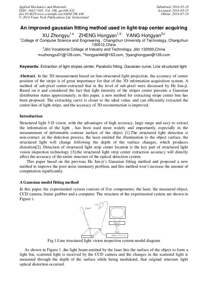 An Improved Gaussian Fitting Method Used in Light-Trap Center Acquiring ...