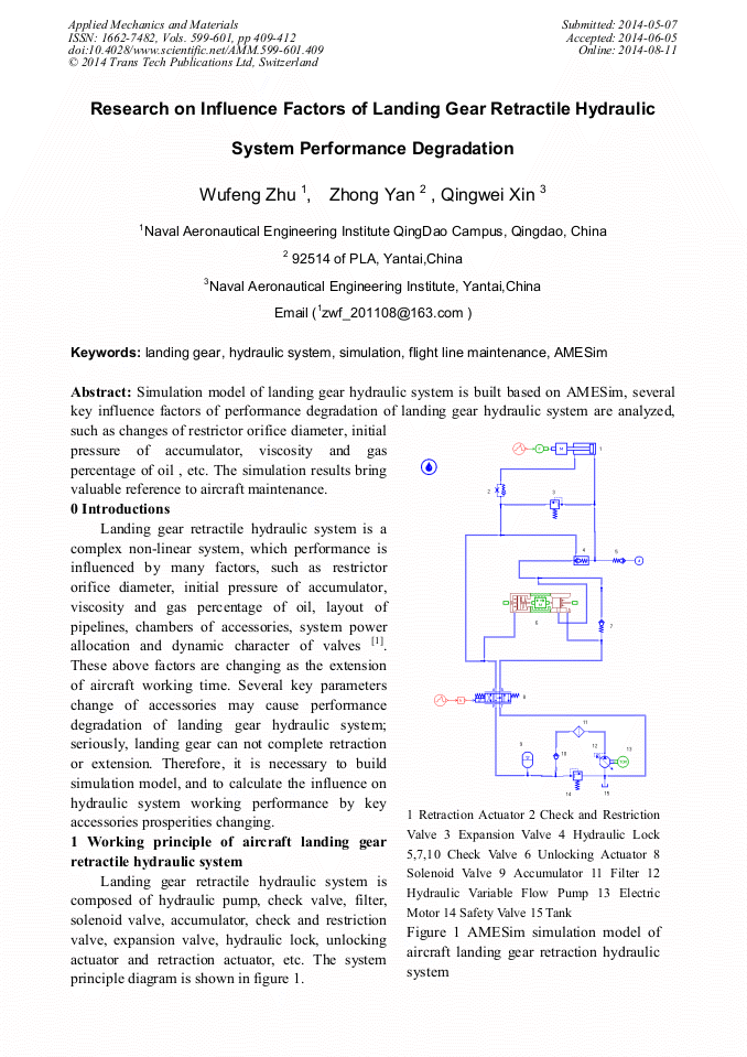 Research on Influence Factors of Landing Gear Retractile Hydraulic ...