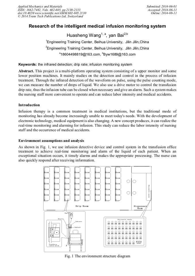 Research of the Intelligent Medical Infusion Monitoring System ...