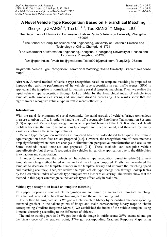 A Novel Vehicle Type Recognition Based on Hierarchical Matching ...