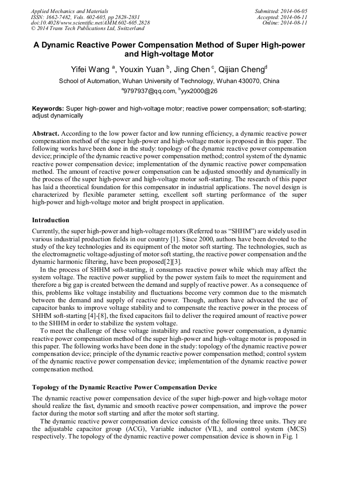 A Dynamic Reactive Power Compensation Method of Super High-Power and High-Voltage Motor ...