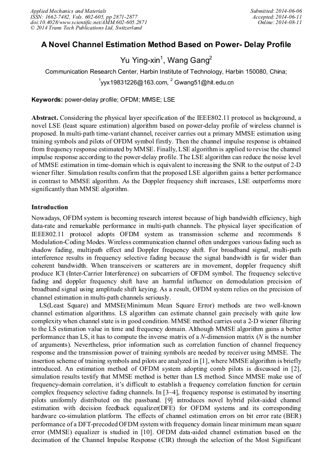 A Novel Channel Estimation Method Based on Power-Delay Profile ...