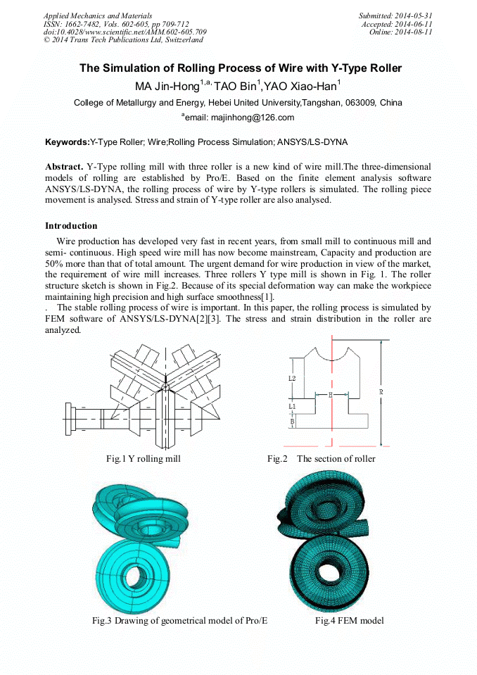 The Simulation of Rolling Process of Wire with Y-Type Roller ...