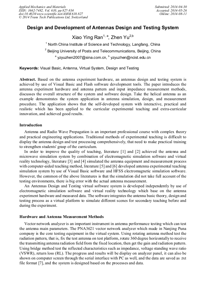 Design and Development of Antennas Design and Testing System ...