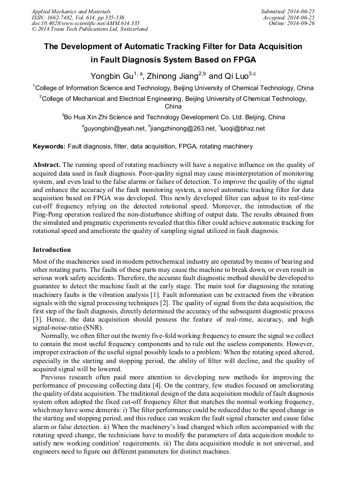 The Development of Automatic Tracking Filter for Data Acquisition in ...