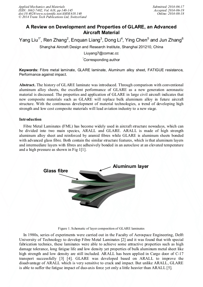 A Review on Development and Properties of GLARE, an Advanced Aircraft ...