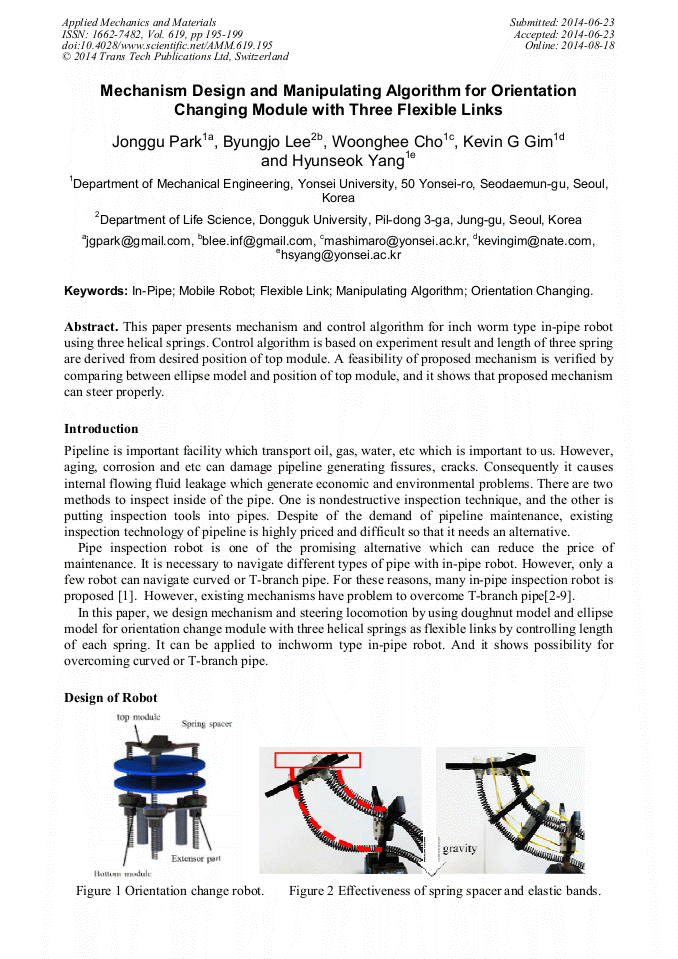 Mechanism Design and Manipulating Algorithm for Orientation Changing ...