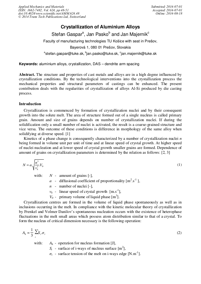 Crystallization of Aluminium Alloys | Scientific.Net