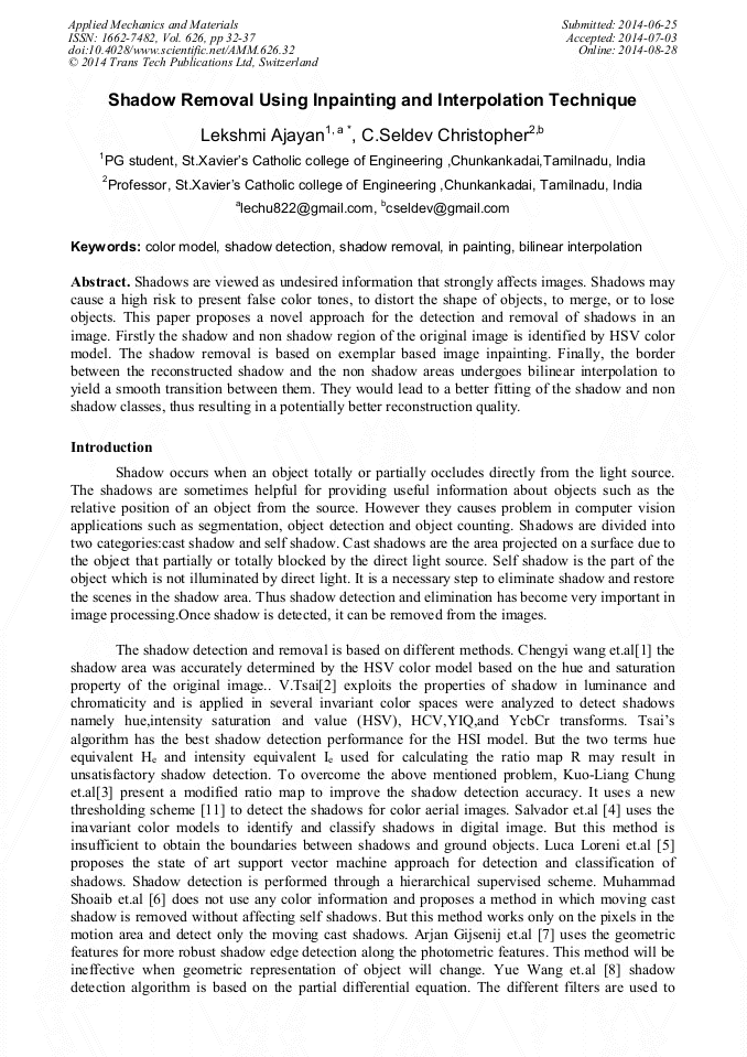 Shadow Removal Using Inpainting and Interpolation Technique ...
