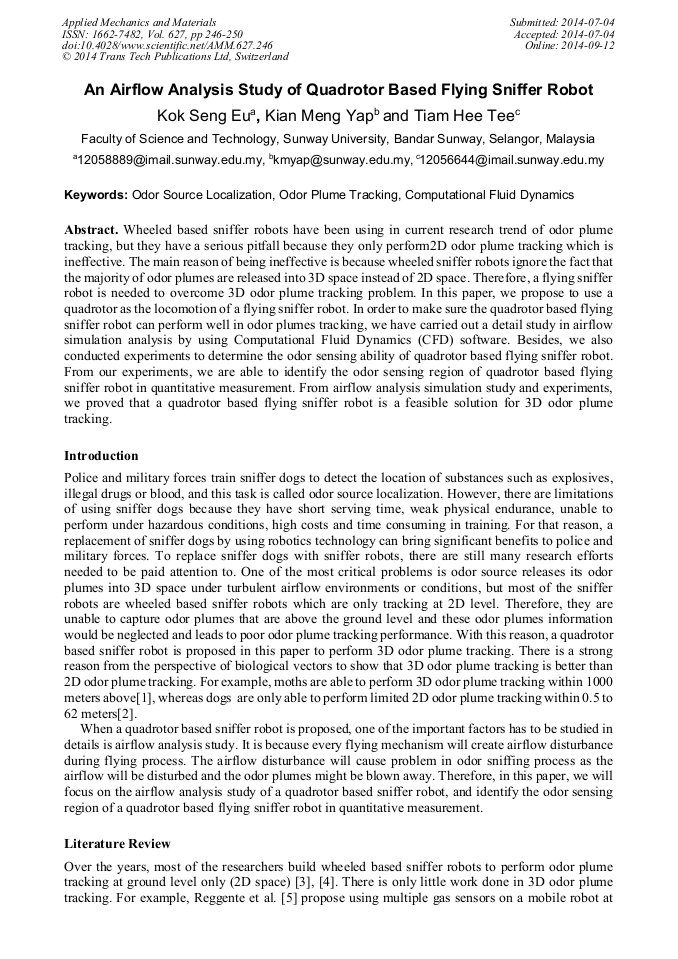An Airflow Analysis Study of Quadrotor Based Flying Sniffer Robot ...