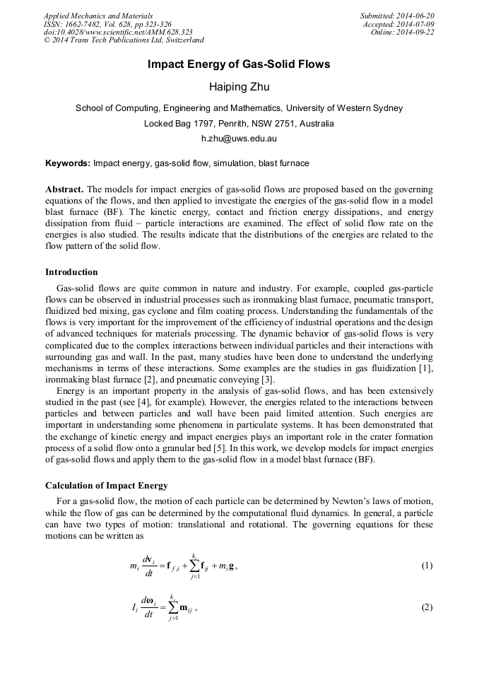 Impact Energy of Gas-Solid Flows | Scientific.Net