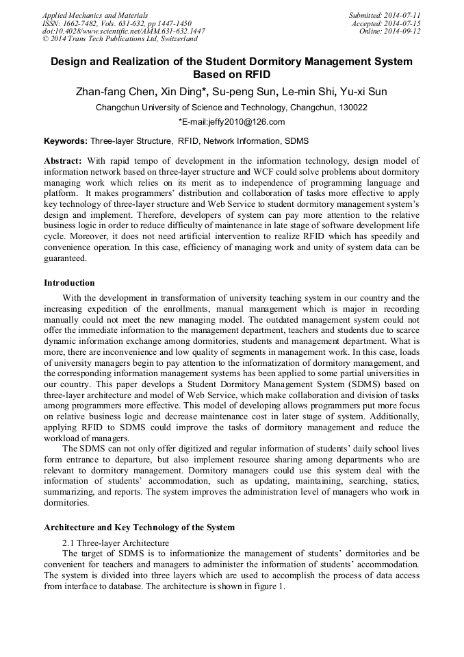 Design and Realization of the Student Dormitory Management System Based ...