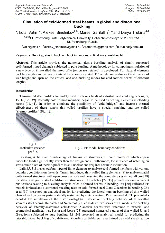 Simulation of Cold-Formed Steel Beams in Global and Distortional ...