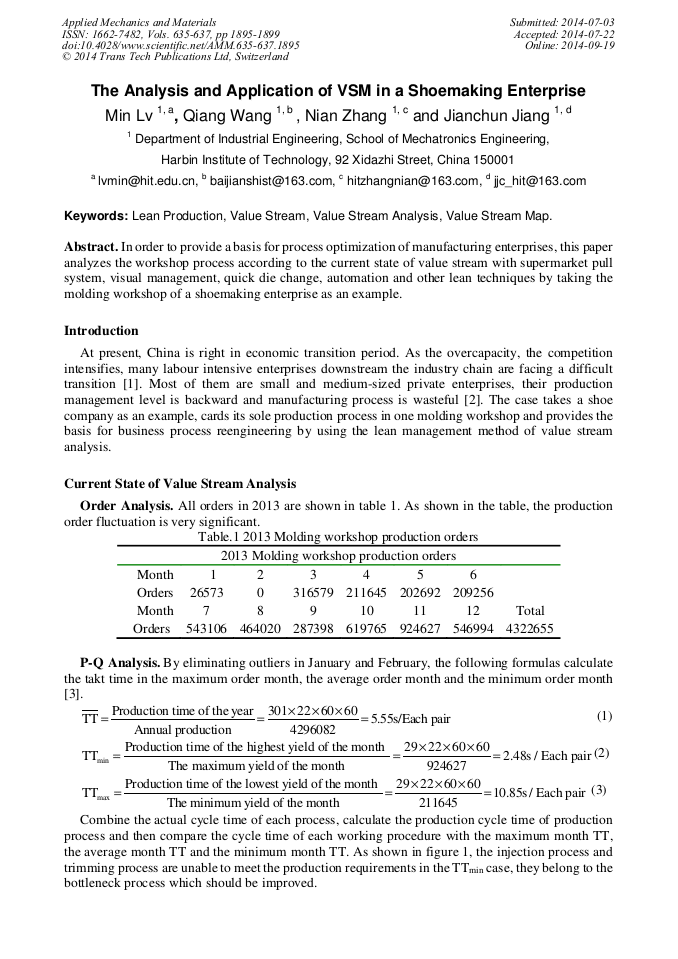 The Analysis and Application of VSM in a Shoemaking Enterprise ...