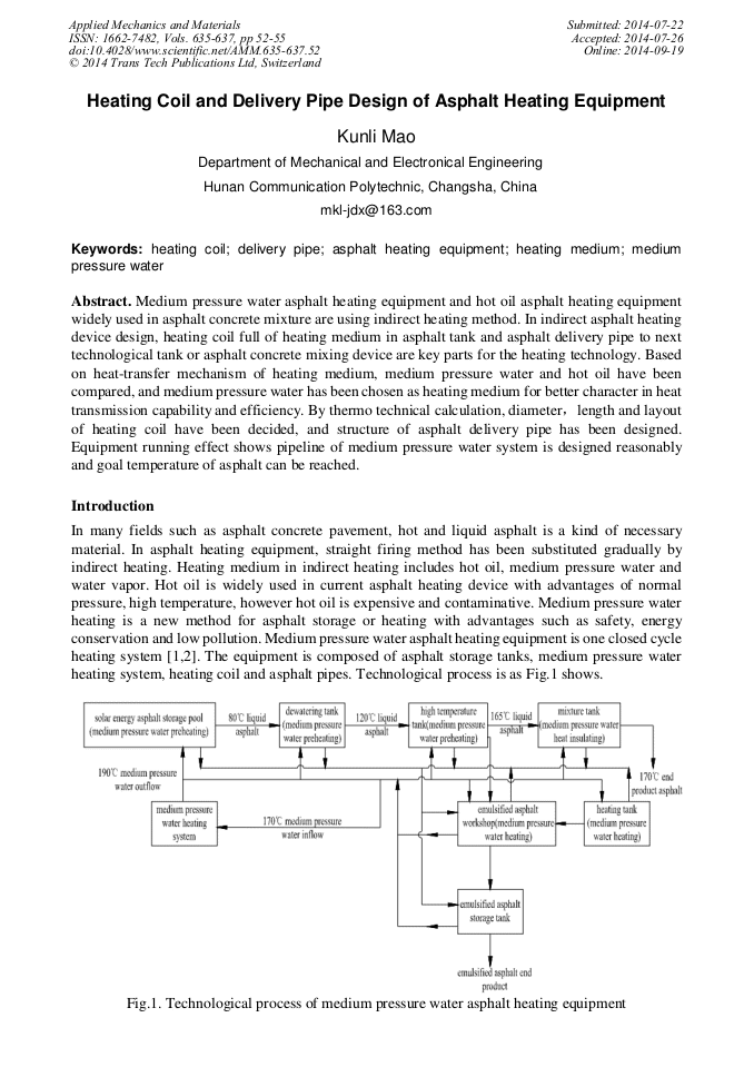 Heating Coil and Delivery Pipe Design of Asphalt Heating Equipment ...