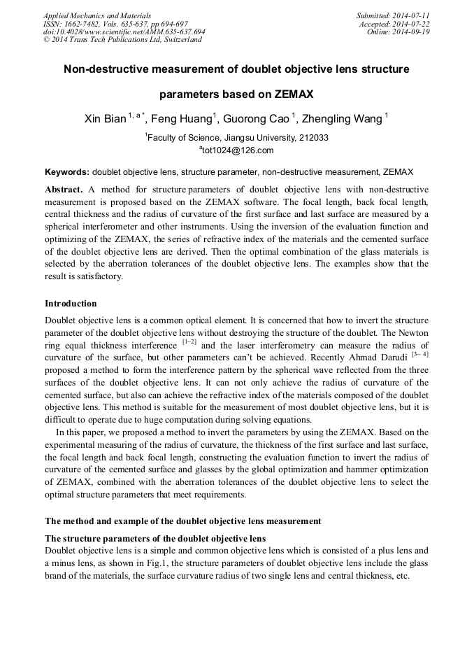Non-Destructive Measurement of Doublet Objective Lens Structure ...
