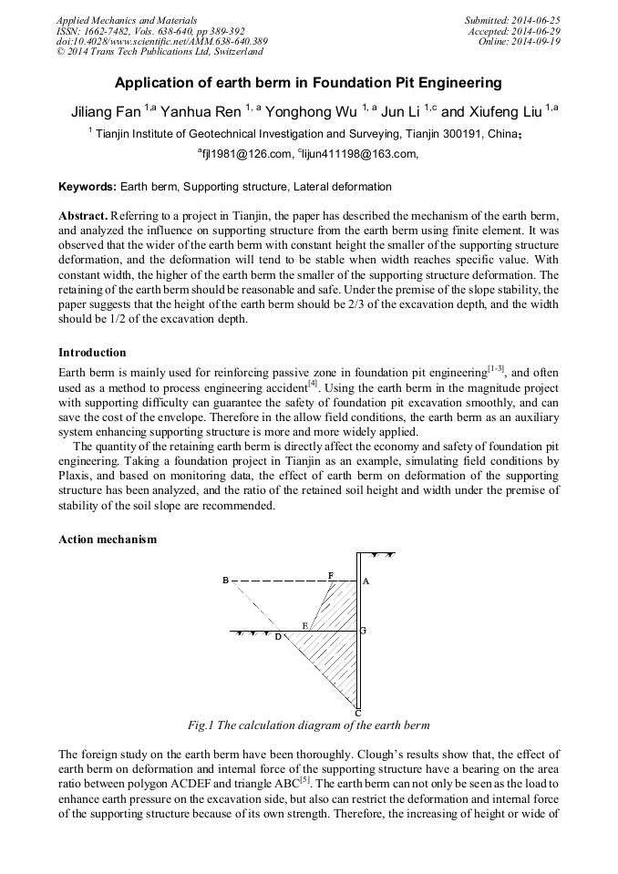 Application of Earth Berm in Foundation Pit Engineering | Scientific.Net