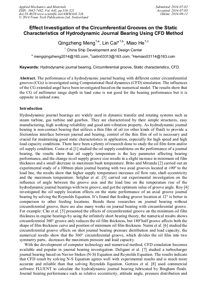 Effect Investigation of the Circumferential Grooves on the Static ...
