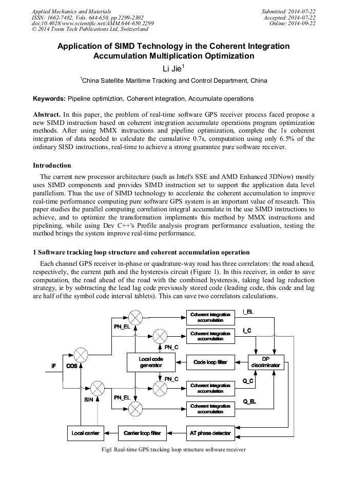 Application of SIMD Technology in the Coherent Integration Accumulation ...