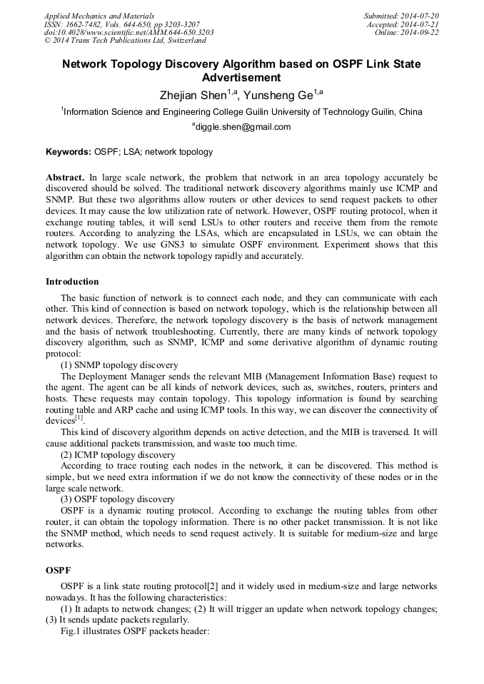 Network Topology Discovery Algorithm Based On Ospf Link State