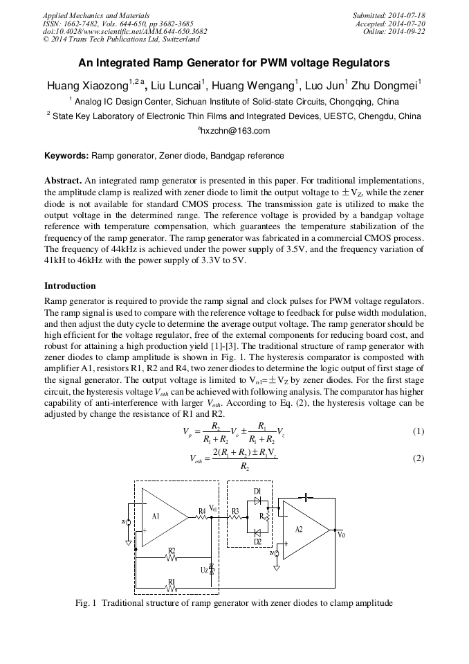 An Integrated Ramp Generator for PWM Voltage Regulators | Scientific.Net