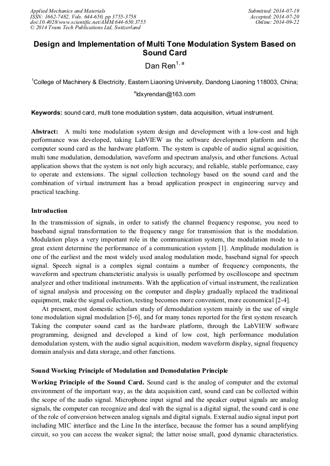 Design and Implementation of Multi Tone Modulation System Based on ...
