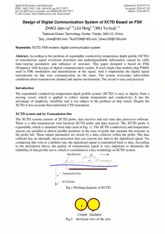 Design of Digital Communication System of XCTD Based on FSK ...