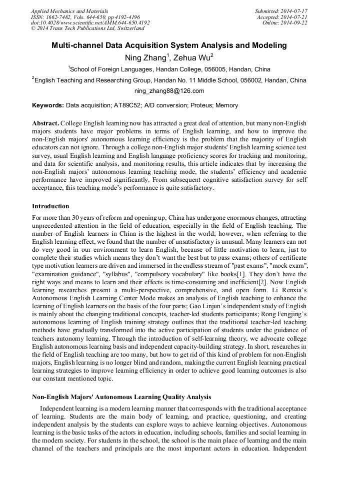 Multi-Channel Data Acquisition System Analysis and Modeling ...