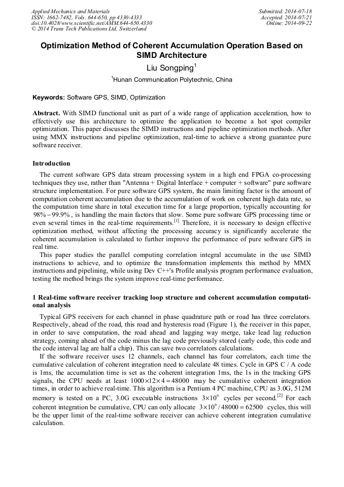 Optimization Method Of Coherent Accumulation Operation Based On Simd