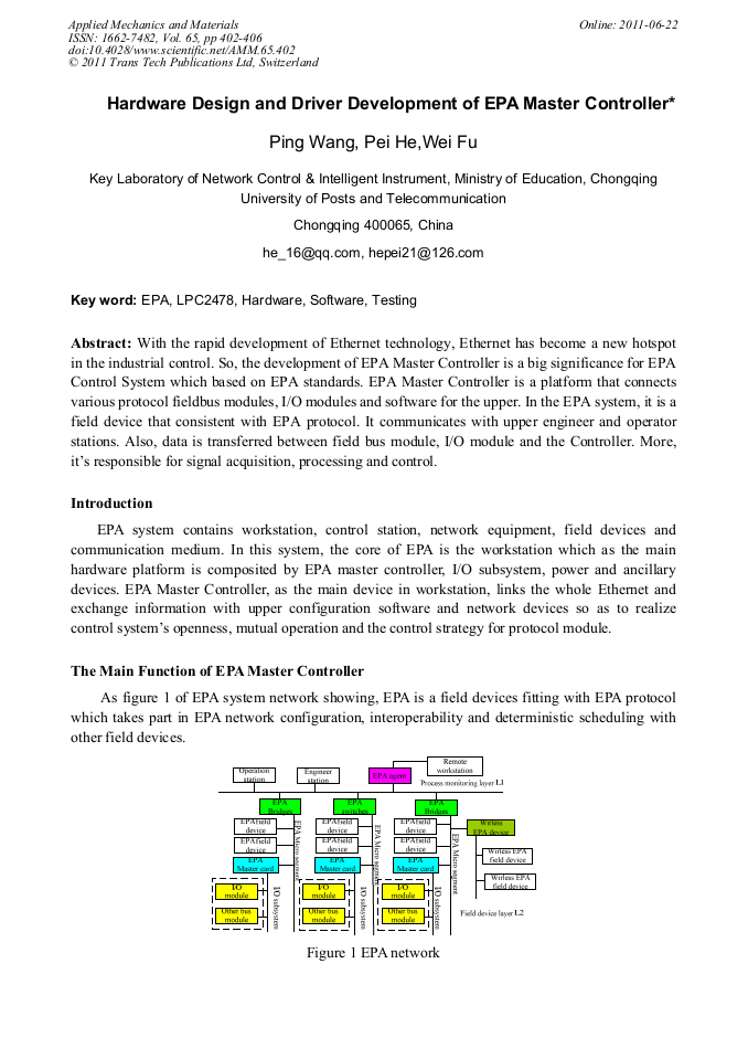Hardware Design and Driver Development of EPA Master Controller ...