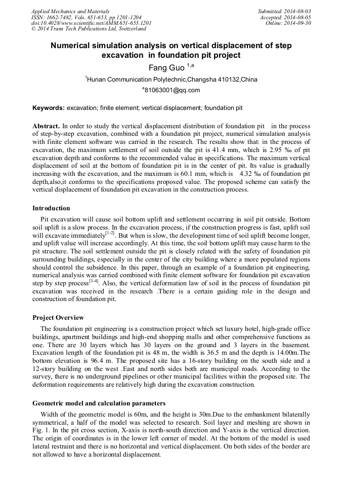 Numerical Simulation Analysis on Vertical Displacement of Step ...