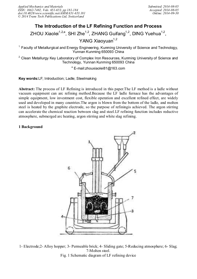 The Introduction of the LF Refining Function and Process | Scientific.Net