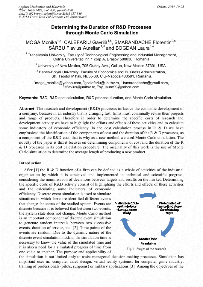 Determining the Duration of R&D Processes through Monte Carlo ...