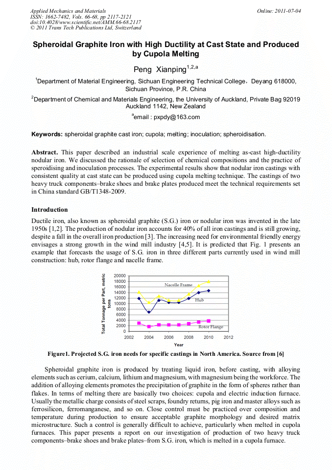 Spheroidal Graphite Iron with High Ductility at Cast State and Produced ...