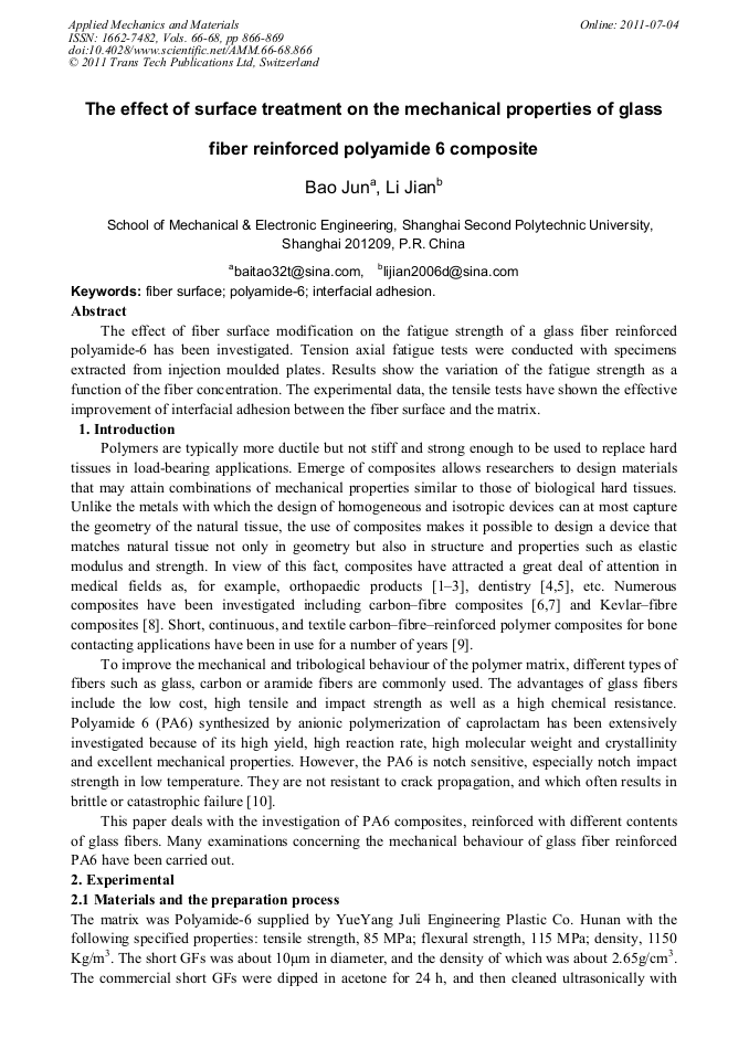 The Effect of Surface Treatment on the Mechanical Properties of Glass ...