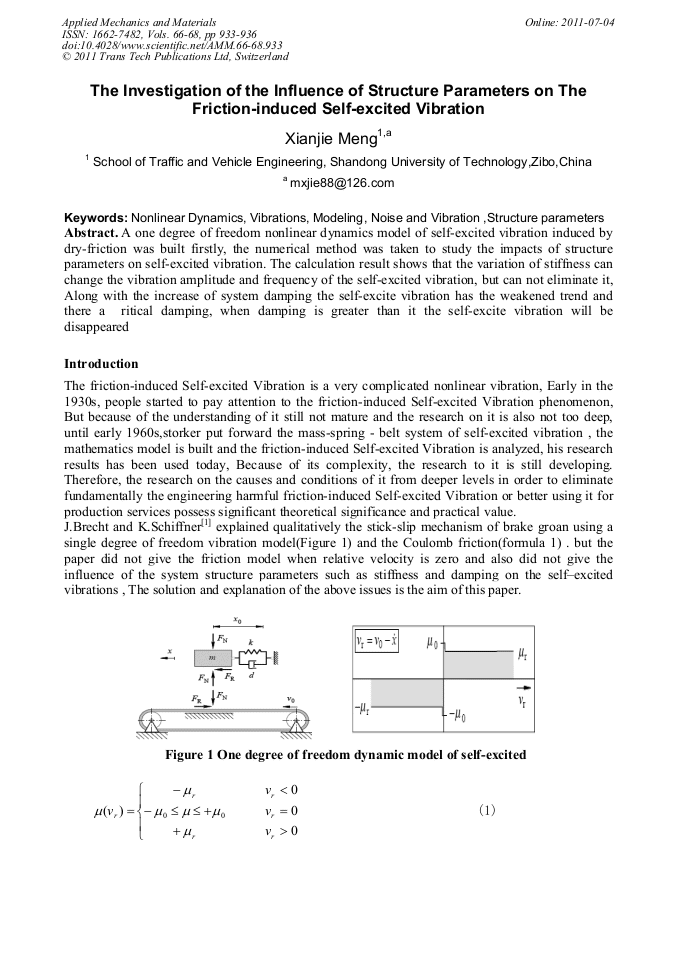 The Investigation of the Influence of Structure Parameters on the ...