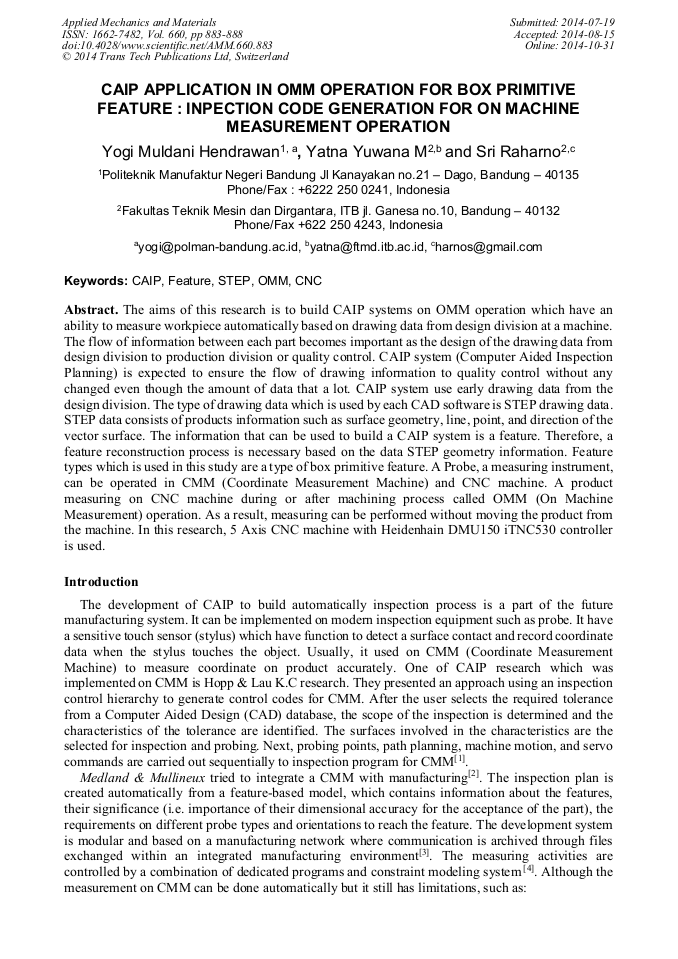 CAIP Application in OMM Operation for Box Primitive Feature: Inpection ...