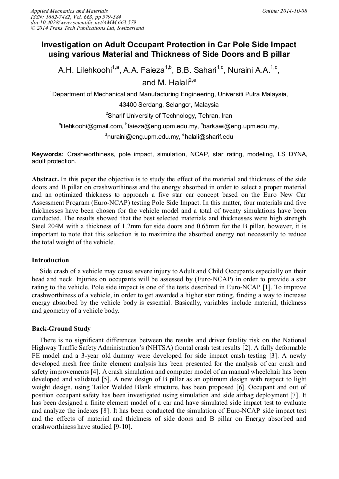 Investigation on Adult Occupant Protection in Car Pole Side Impact ...