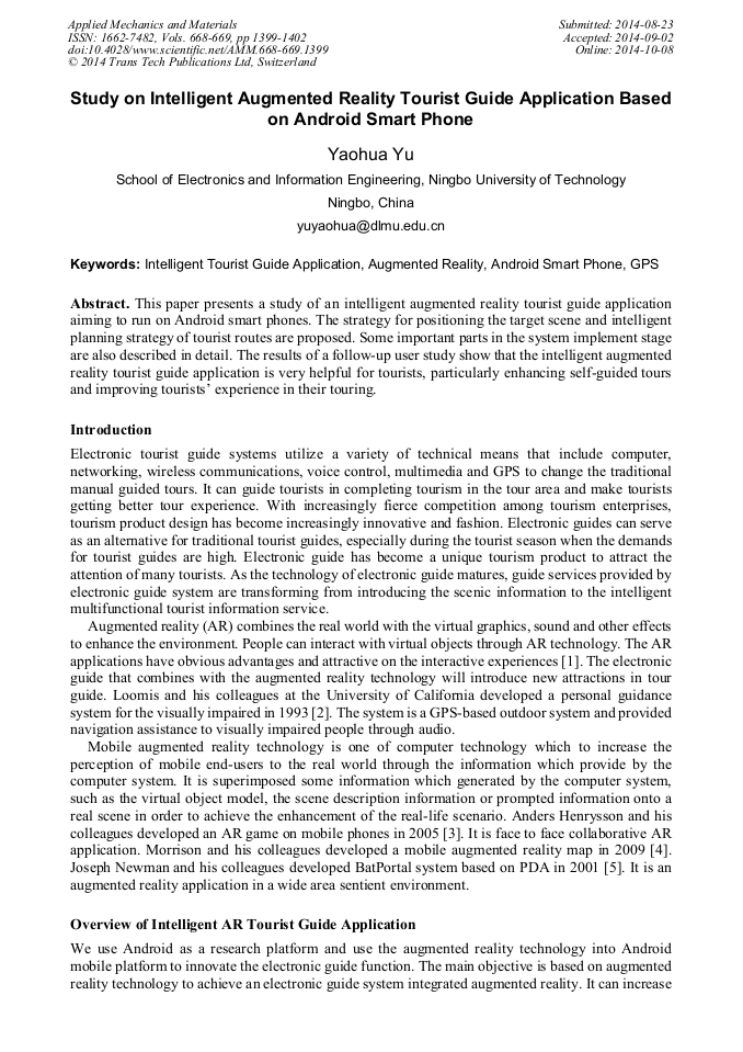 Study on Intelligent Augmented Reality Tourist Guide Application Based ...