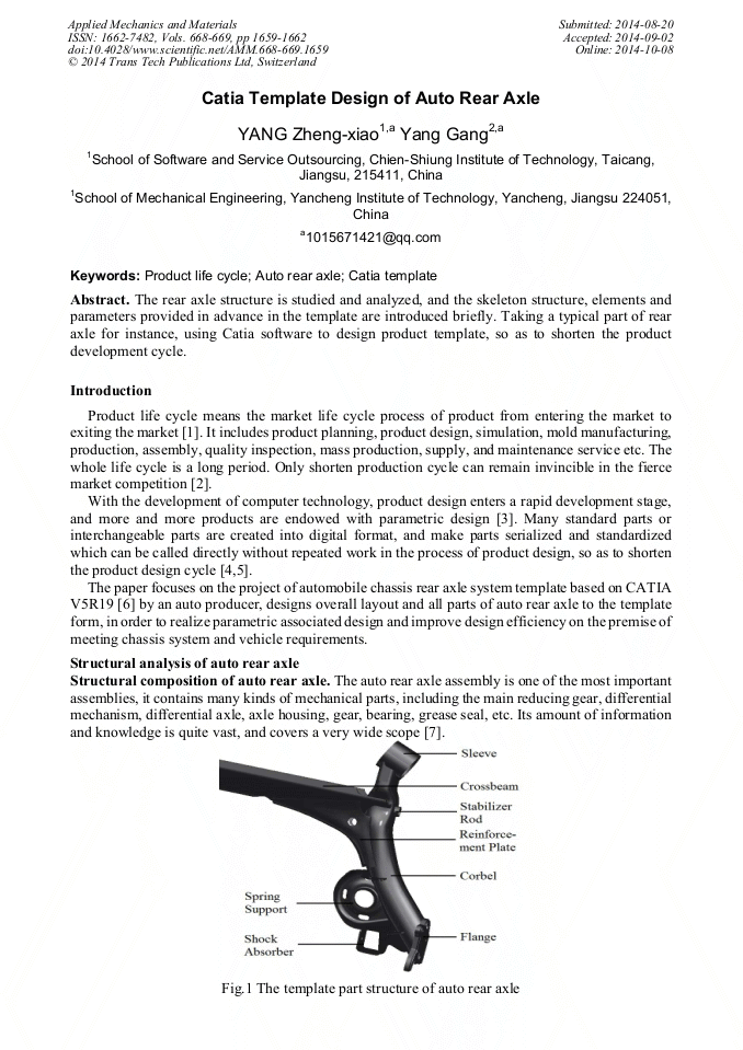 Catia Template Design of Auto Rear Axle | Scientific.Net
