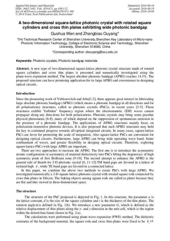A Two-Dimensional Square-Lattice Photonic Crystal with Rotated Square ...
