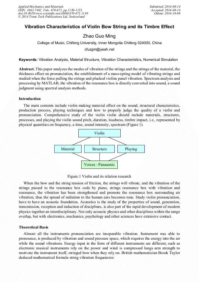 Vibration Characteristics of Violin Bow String and its Timbre Effect ...